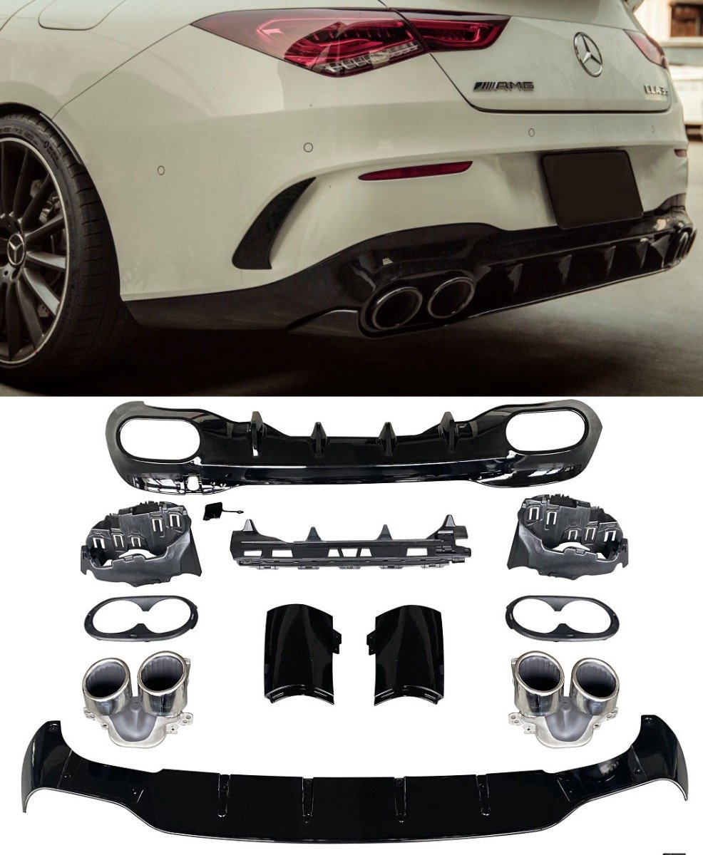 Geschikt voor Mercedes W118 CLA-Klasse Diffuser + uitlaatstukken 2x2 ...
