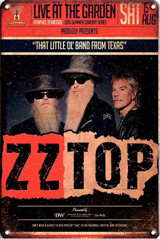 Signs-USA - Concert Sign - metaal - ZZ Top - 30 x 40 cm | bol