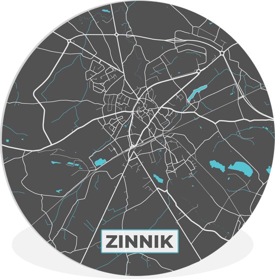 Wall Circle - Wall Circle Indoor - België - Zinnik - City Map - Map - Blauw - Map - ⌀... | bol.com