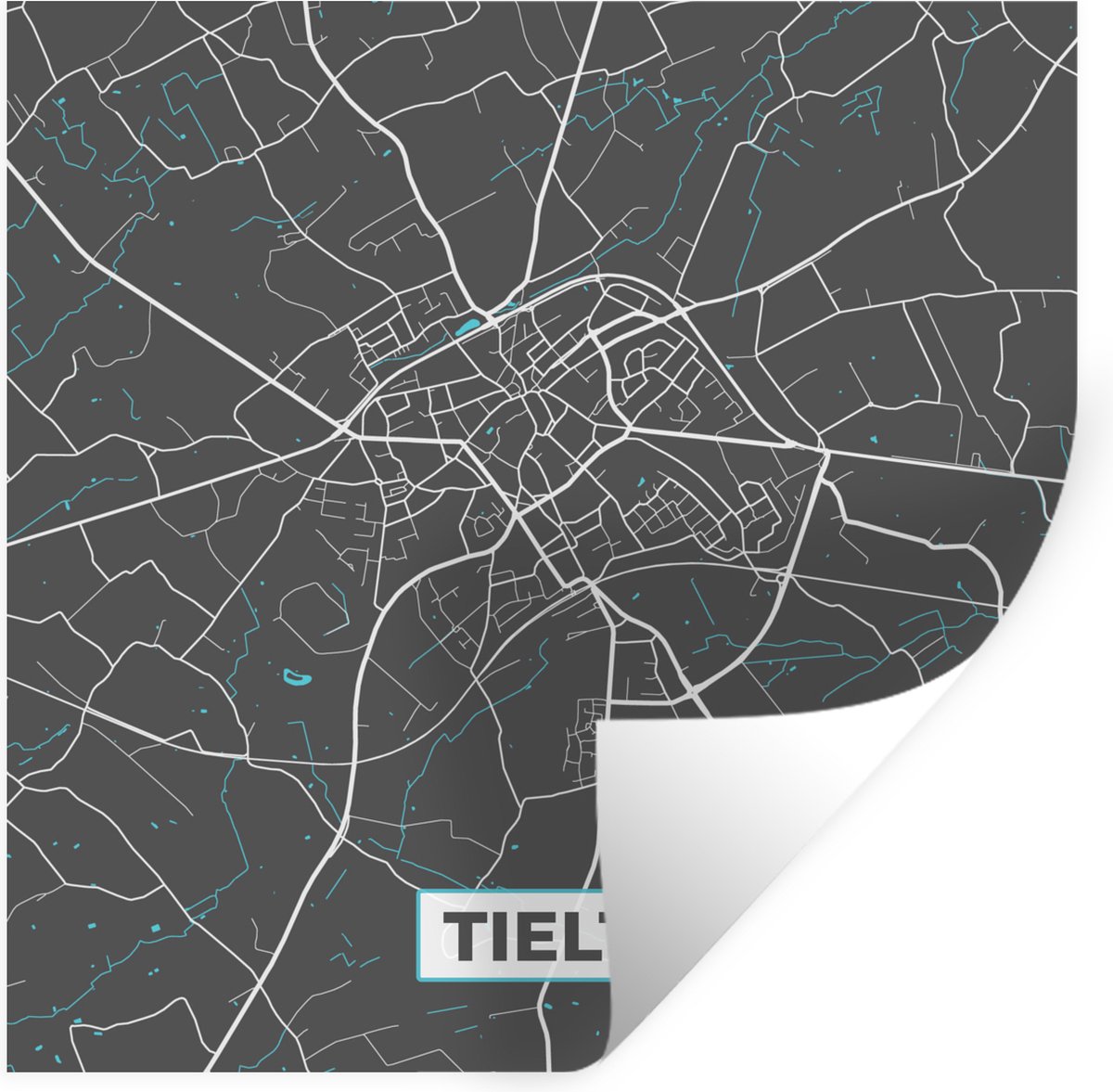 Muurstickers - Sticker Folie - Stadskaart – Grijs - Kaart – Tielt ...