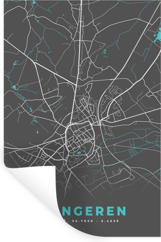 Muurstickers - Sticker Folie - Plattegrond – Tongeren – Blauw ...