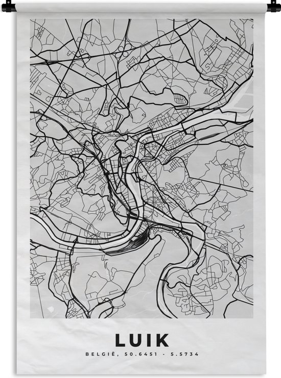 Wandkleed - Wanddoek - Stadskaart – Plattegrond – België – Zwart Wit ...