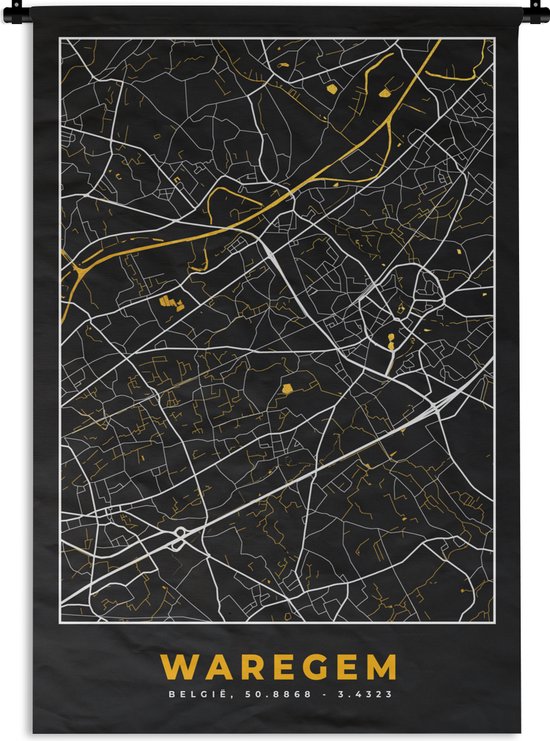 Wandkleed - Wanddoek - Goud - Kaart - Plattegrond - Waregem ...