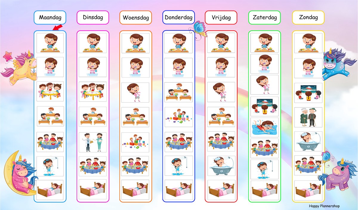 Pakket Planbord Unicorn - weekplanner Kind - Planbord Kinderen ...