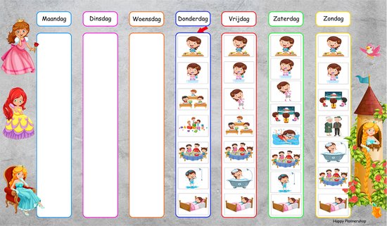 Pakket planbord Prinses - weekplanner Kind - Planbord Kinderen ...