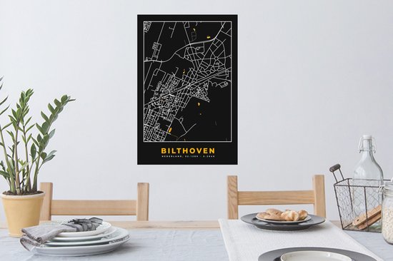 Muurstickers - Bilthoven - Stadskaart - Plattegrond - Kaart - Goud ...