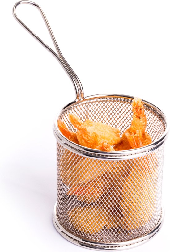 Veluw® Frituurmandje / Serveermandje - RVS - Rond - Ø9x(H)9cm | bol.com