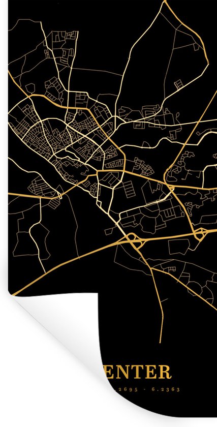 Muurstickers - Sticker Folie - Deventer - Kaart - Goud - 60x120 cm ...