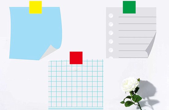 4 rollen vierkante stickers 2,5cm blauw - geel - rood - groen (totaal ...