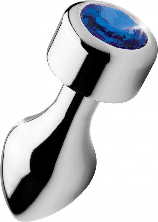 Plug Anal En Aluminium Avec Cristal Blauw Groot