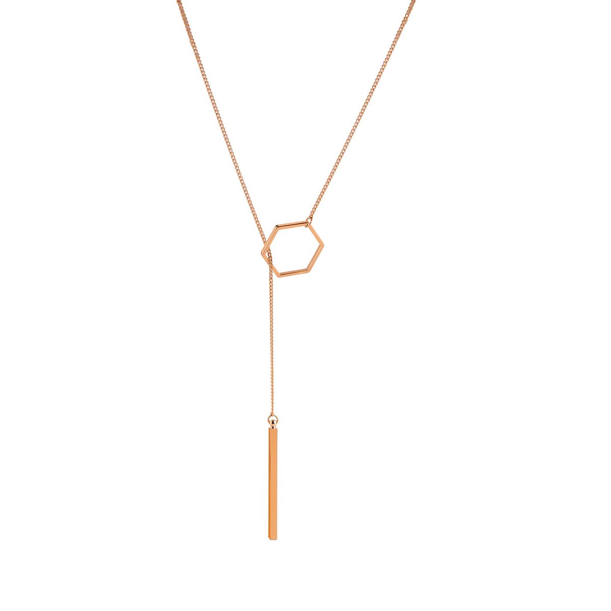 Rosé Goud Plated Ketting met hexagon en staafje | bol.com
