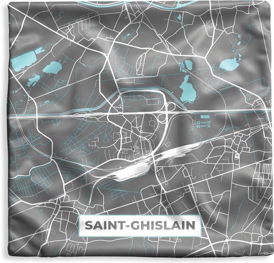 Kussenhoes 50x50 cm - Kaart – Plattegrond – Stadskaart – Saint Ghislain ...