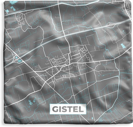 Kussenhoes 45x45 cm - Stadskaart – Grijs - Kaart – Gistel – België ...