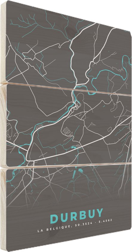 Wanddecoratie hout - Kaart – Plattegrond – Stadskaart – Durbuy – België ...