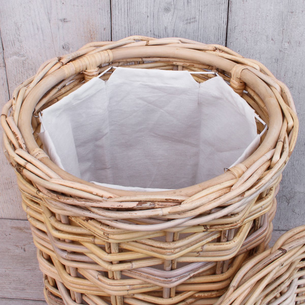 Migo Styling-Wasmand rond-Met binnenzak-Met deksel-Riet-Rotan-Naturel ...