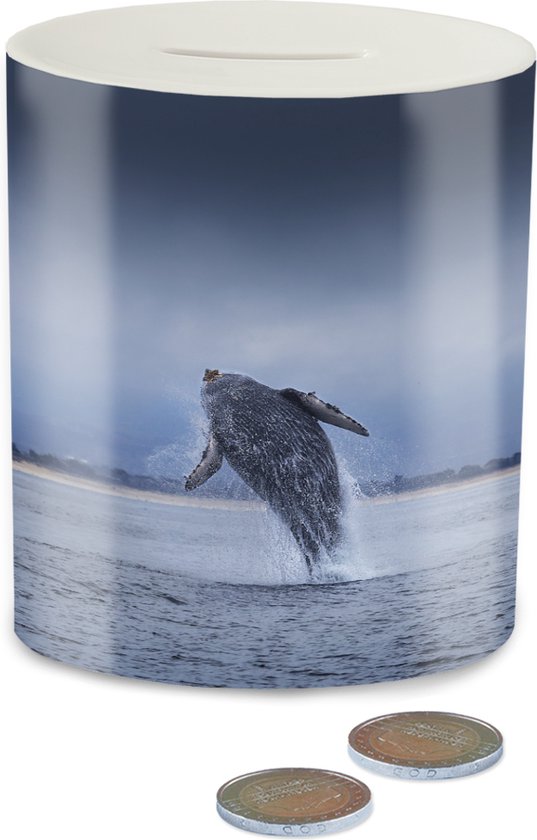 Spaarpot - Spaarblik - Brede foto van springende walvis - Spaarpotten ...