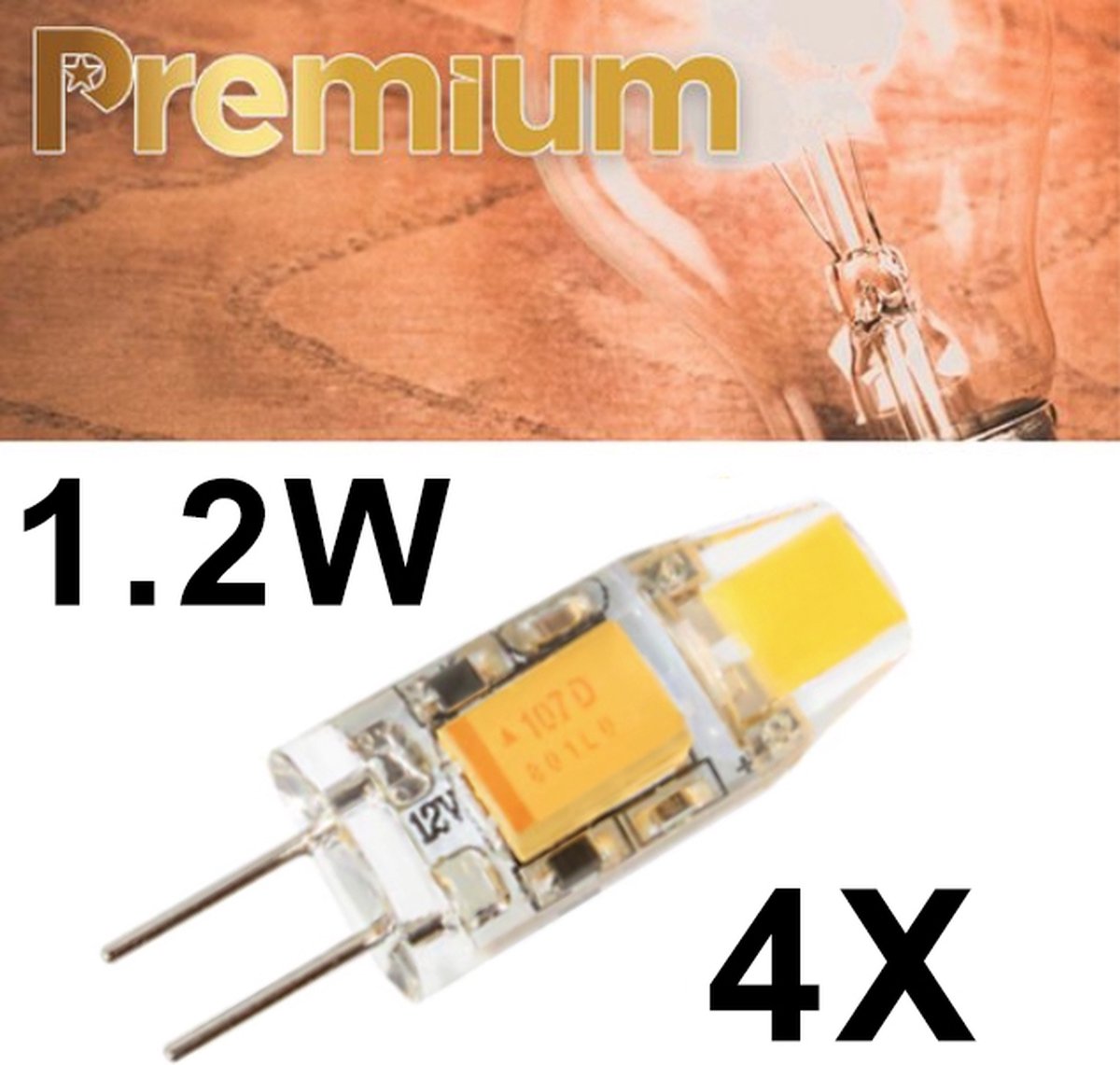 4 x Premium G4 MINI Led - 1.2 Watt - 1.2W - 12V - Lichtbron - Ledlamp - Dimbaar -... | bol