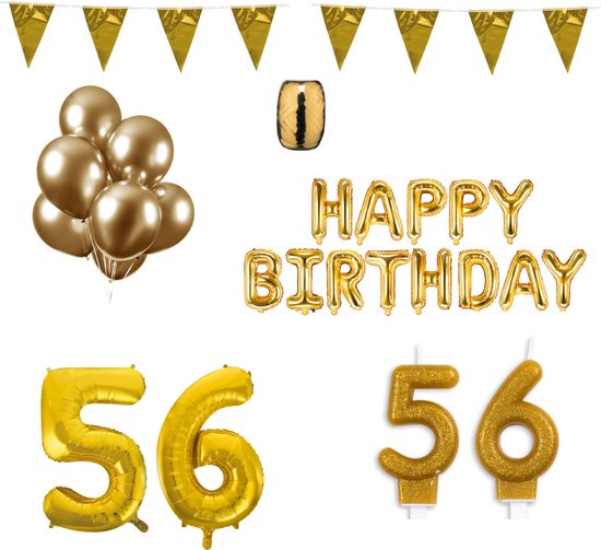 56 jaar Verjaardag Versiering Pakket Goud | bol