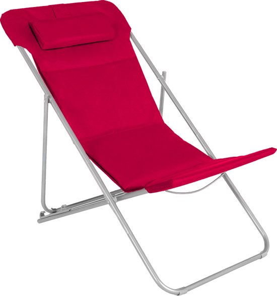Ligstoel - Rood - 124 x 56 x 5 cm | bol