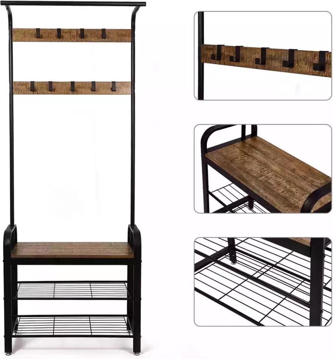 ATGoods - XL Garderoberek met kapstok - multifunctioneel - Industrieel - Kapstok -... | bol.com