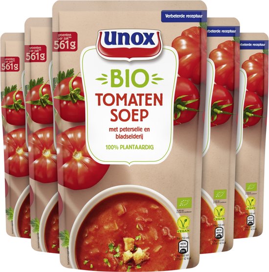 Unox Biologische Tomatensoep - 5 x 570ml - voordeelverpakking | bol.com