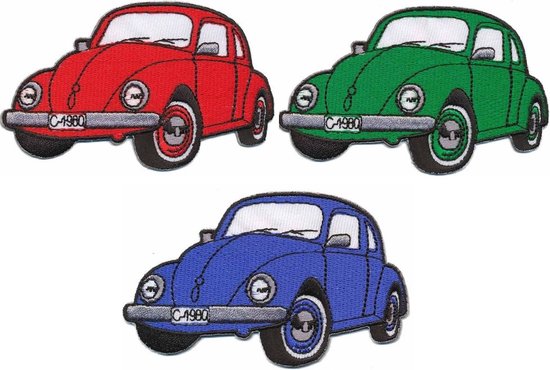 Volkswagen kever applicaties - 3 stuks - Strijk Embleem Patch - set van ...