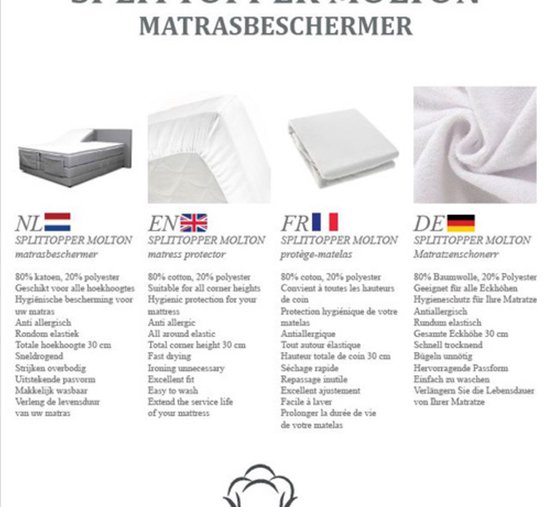 Split Topper Molton Matrasbeschermer 180x200/220 cm | bol.com