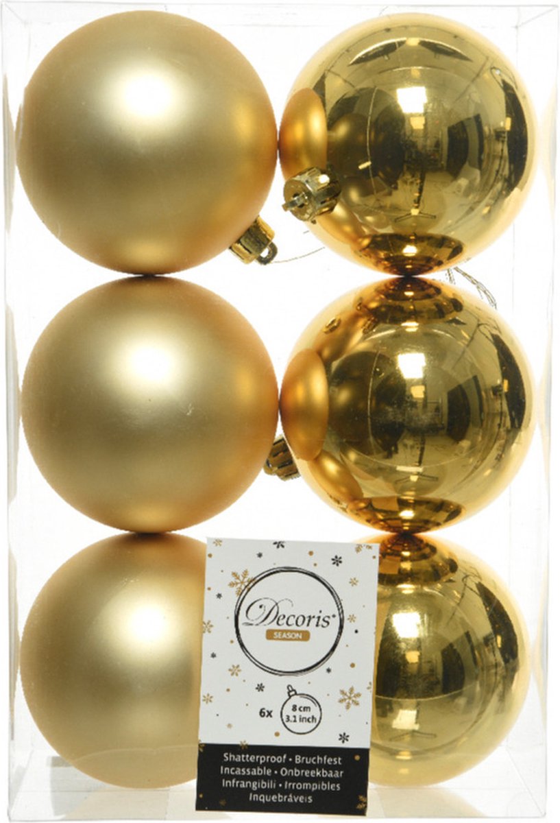 Decoris Kerstballen - 6 stuks - goud - kunststof mat/glans - 8 cm | bol.com