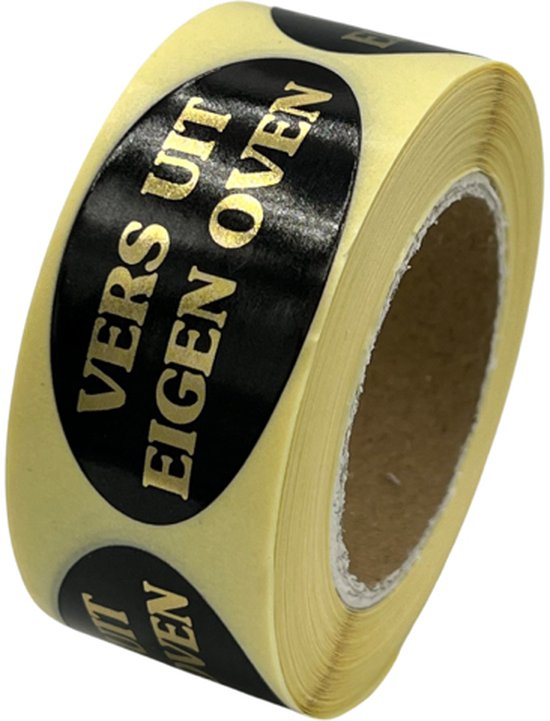 Vers uit eigen oven sticker - 250 Stuks - 25x50mm - ovaal - goud ...