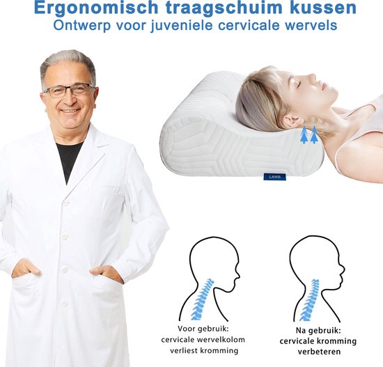 LAMB Kussen - Traagschuim Hoofdkussen - Ergonomisch Kussen-Voorkomt Nekklachten /... | bol.com