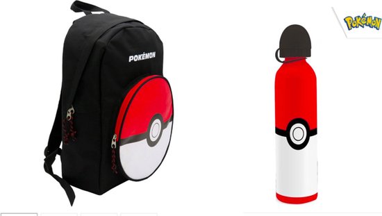 Pokèmon rugtas - Pokèball - Schooltas - 19,5 Liter + Drinkfles 500 ml ...