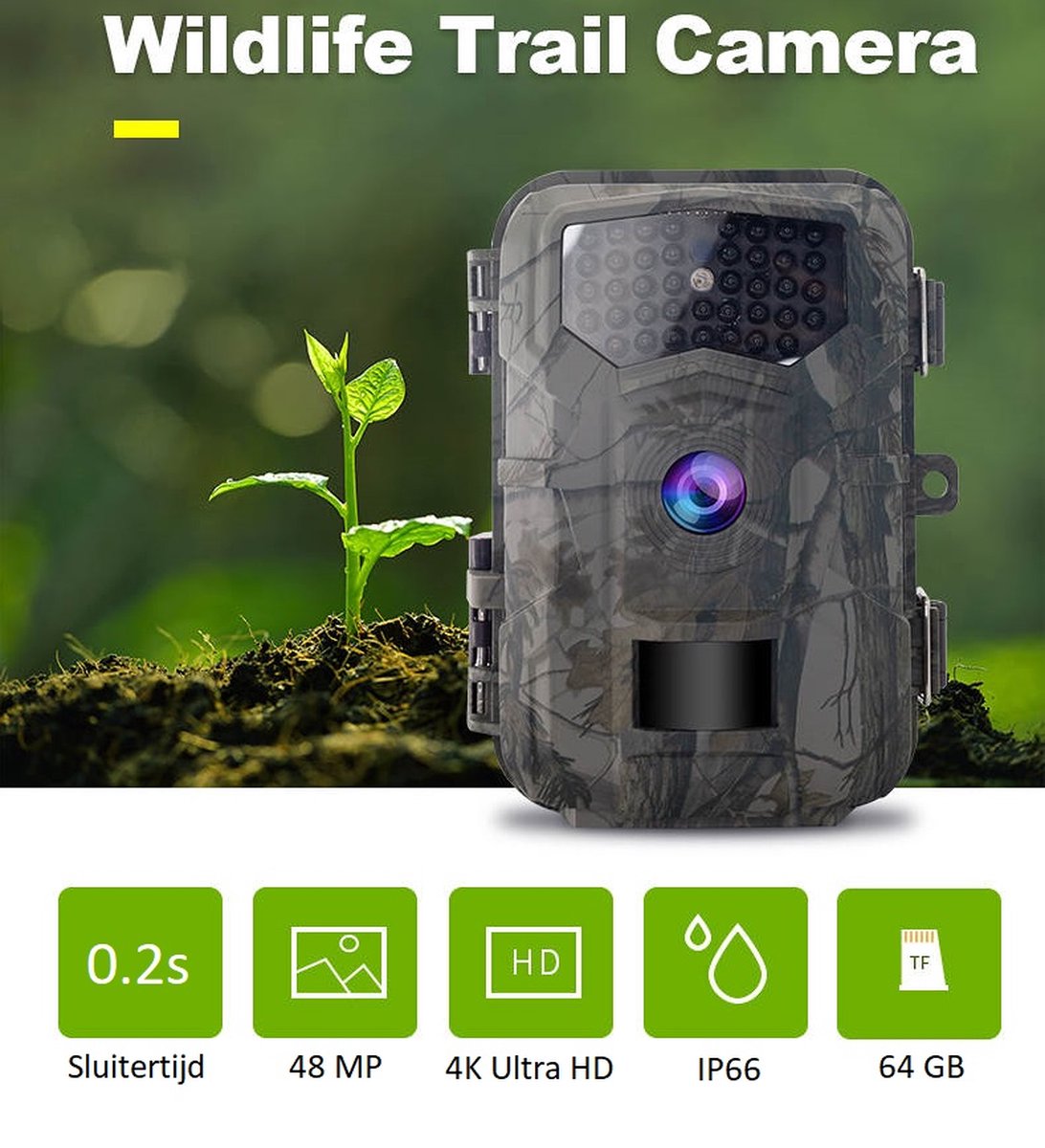 Wildcamera met Nachtzicht en WiFi - Wildlife Camera 48MP - Buiten Camera - WildCamera... | bol