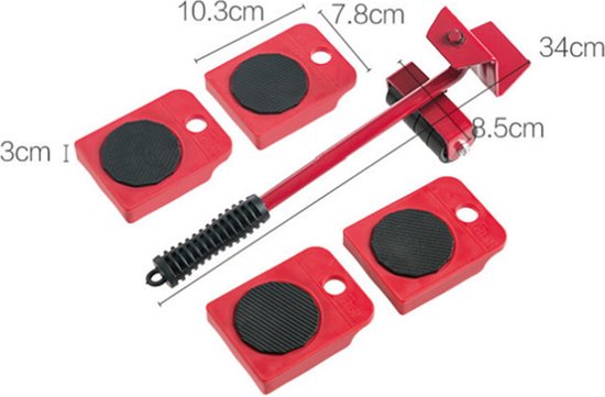 Meubelroller - 4 stuks - Meubelheffer en krik - Max 150kg - Rood | bol