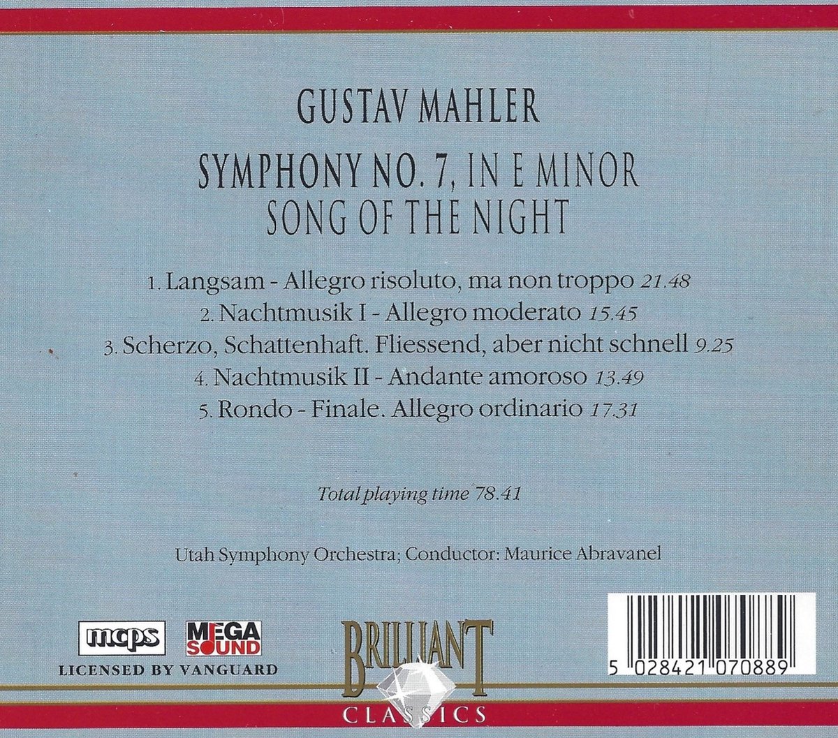 Gustav Mahler - Symphony No. 7, Utah Symphony Orchestra | CD (album ...