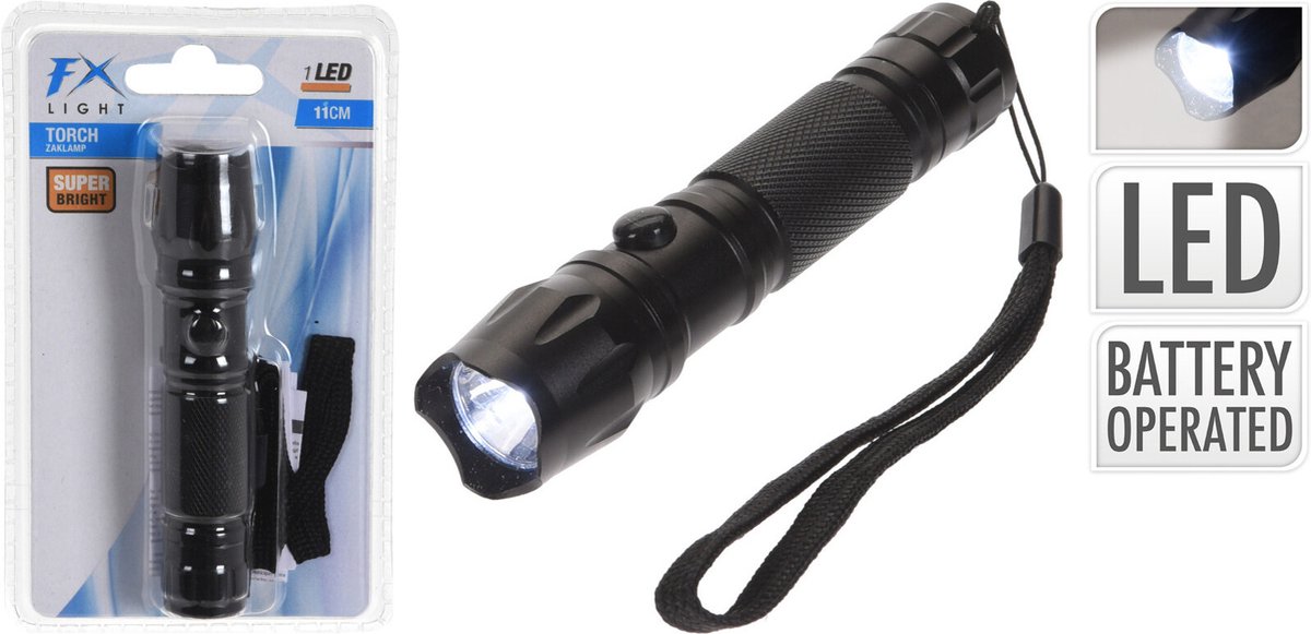 Compacte LED zaklamp aluminium mat zwart 11 cm | bol.com