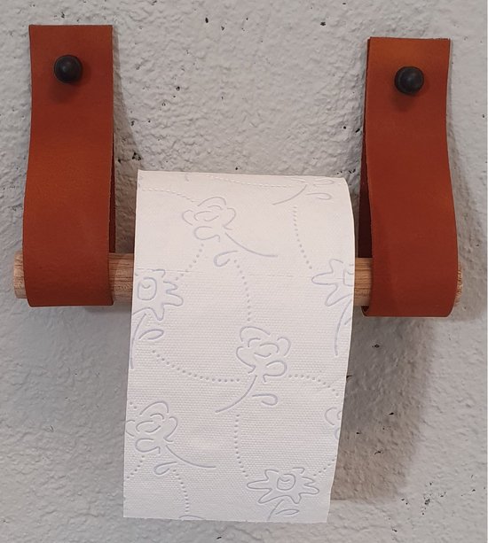 Little koekies - Wc rol houder leer - cognac (roldrager: rondhout ...