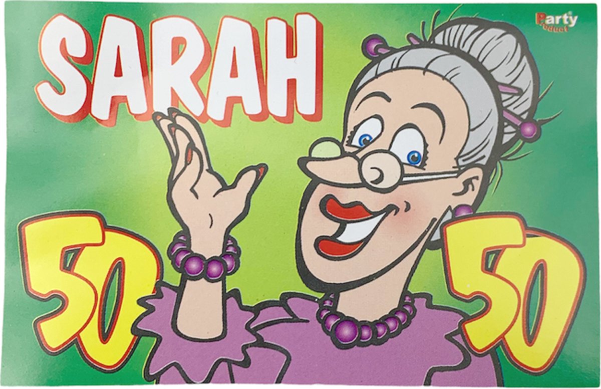 Sarah 50 jaar versiering gevelvlag 90 x 60 cm | bol