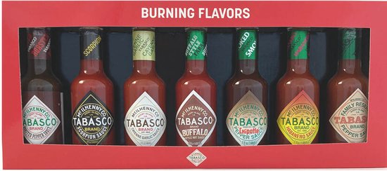 TABASCO® Gift box 'Burning Flavours 7 pack 7 x 148ml | bol.com