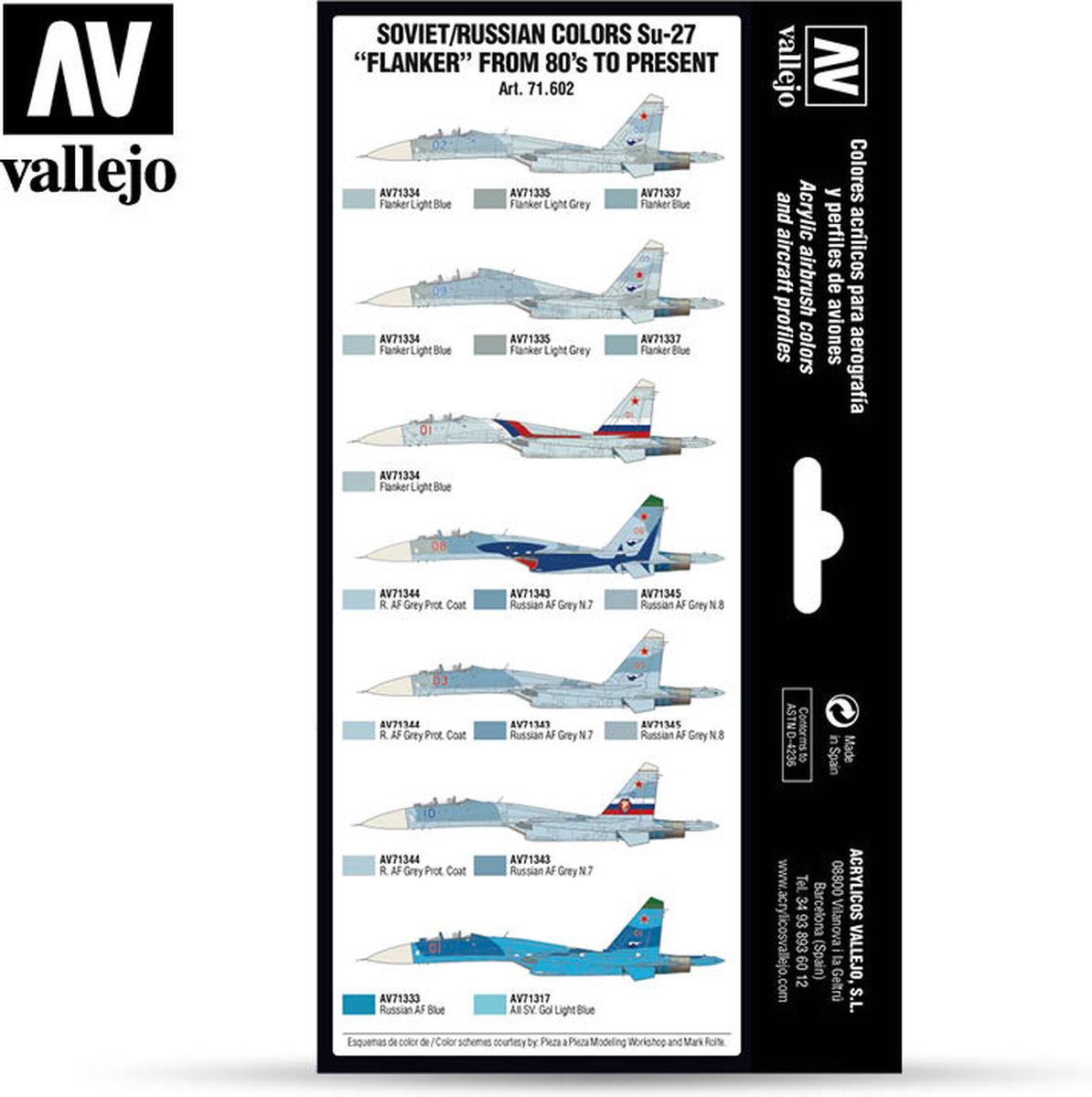 Vallejo val 71602 - Model Air - Russian Colors Su-27 Flanker Set 8 x 17 ...