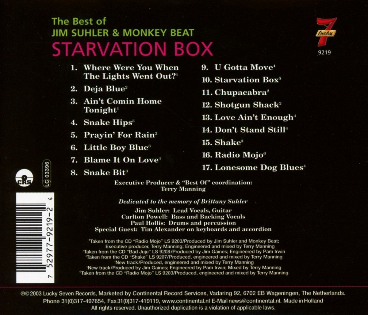 Jim Suhler & Monkey Beat - Starvation Box (CD), Jim Suhler And Monkey ...