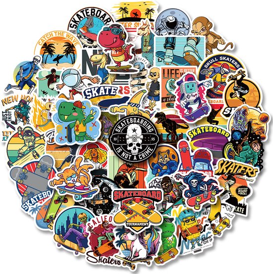 Skater stickers 50x | Skateboard, Longboard, skaten - voor laptop ...