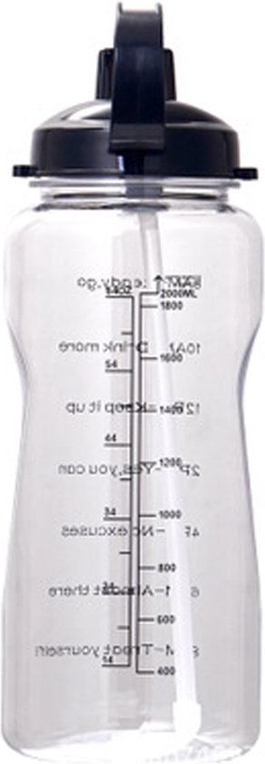 KJ Products Waterfles/Sportfles/Drinkfles met rietje - 2 Liter - Groot ...