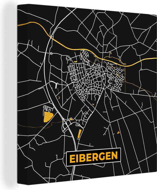 Canvas Schilderij Eibergen - Goud - Stadskaart - Plattegrond - Kaart ...