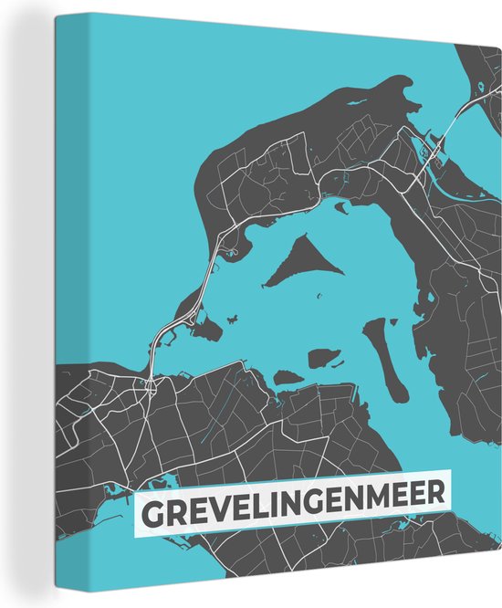 Peinture sur toile Grevelingenmeer - Carte - Plan de la ville - Water ...