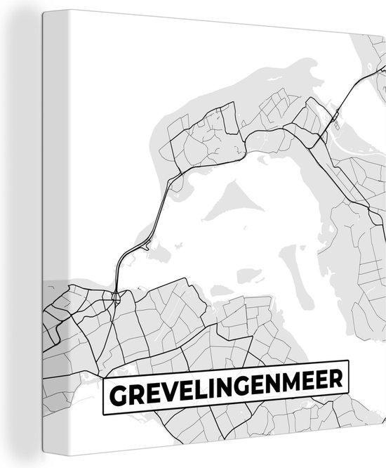 Canvas Schilderij Plattegrond - Grevelingenmeer - Nederland ...
