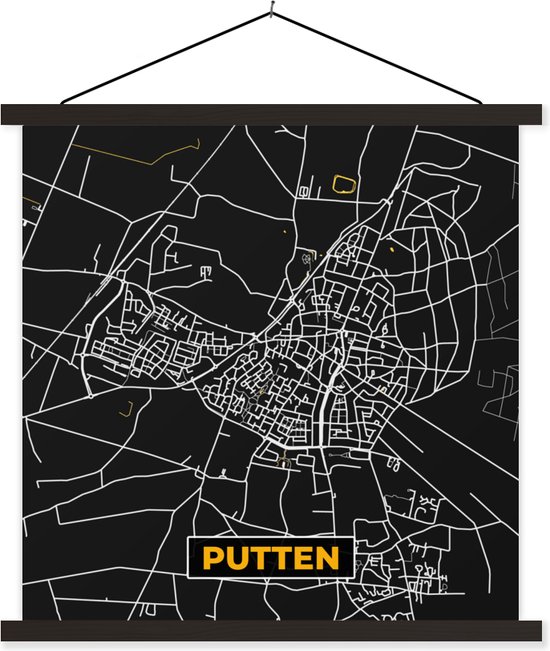 Posterhanger incl. Poster - Schoolplaat - Putten - Stadskaart - Black and Gold -... | bol