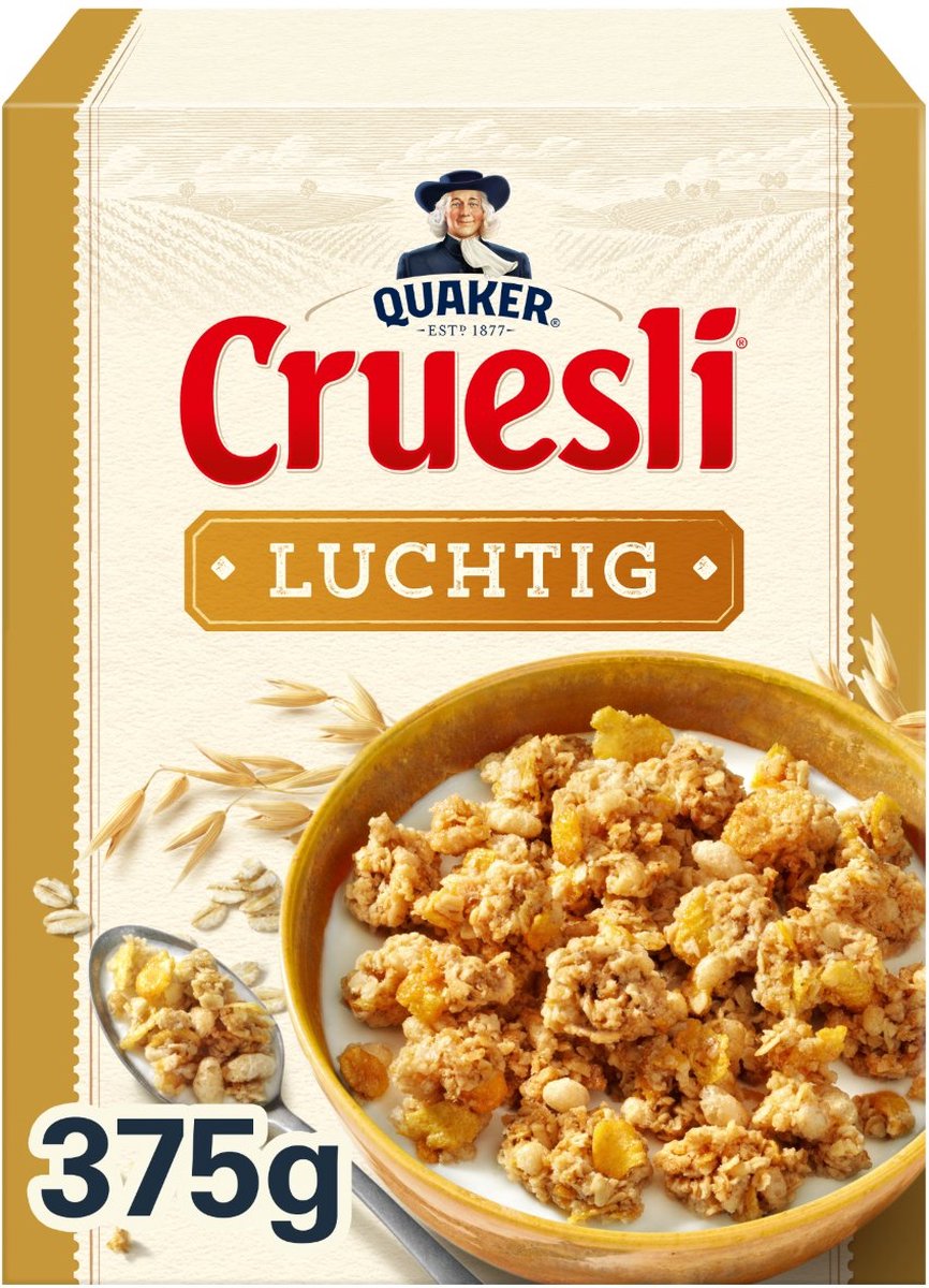 Quaker Cruesli Luchtig Naturel - Ontbijtgranen - 6 x 375 gram | bol