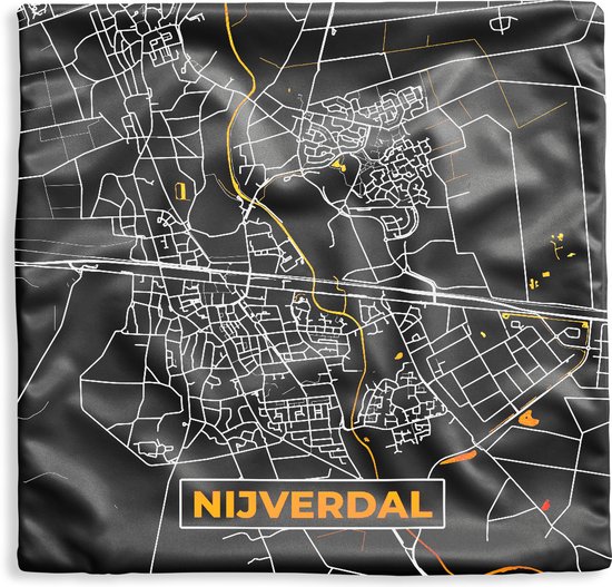Kussenhoes 45x45 cm - Nijverdal - Black and Gold - Stadskaart ...