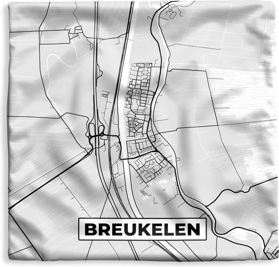 Kussenhoes 45x45 cm - Breukelen - Plattegrond - Zwart Wit - Kaart ...