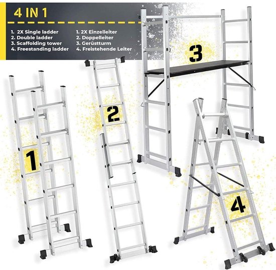 Ladder - Steiger - Aluminium - Werkhoogte Max. 300 cm - Max Belasting ...